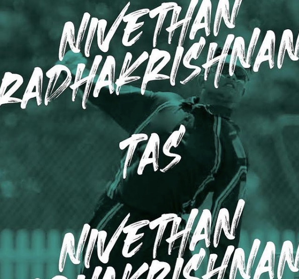 Nivethan Radhakrishnan signs his first contract with Cricket Tasmania