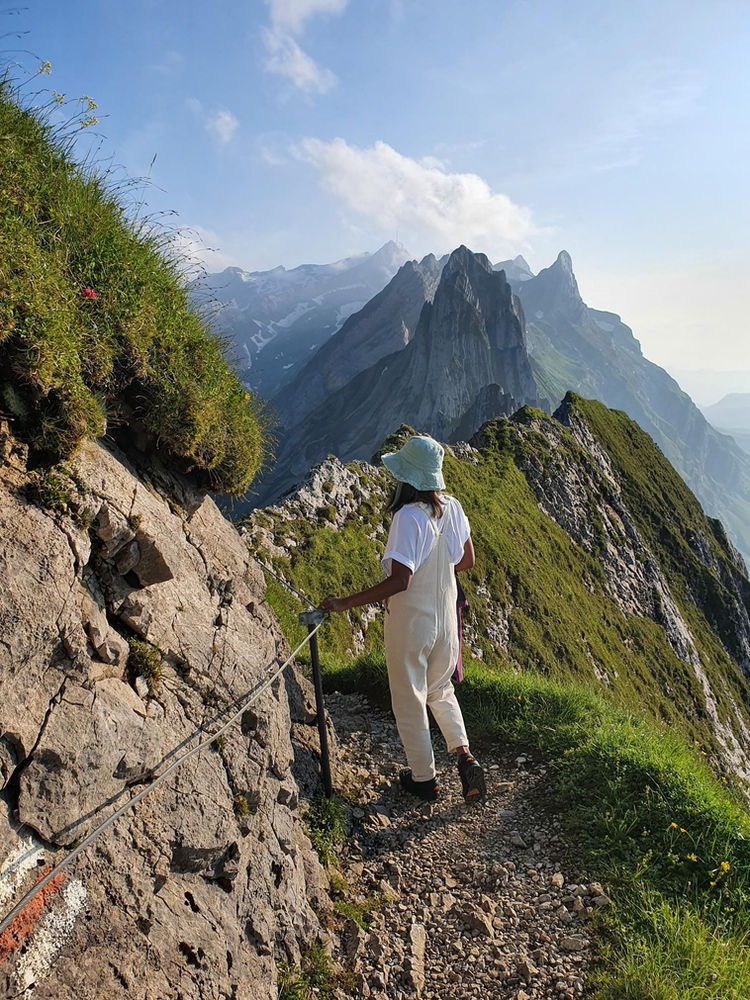 Hiking to the Schafler hut Alpstein region Switzerland
