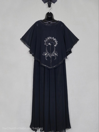Jean Varon 1970s gothic chiffon maxi dress with cape flutter angelwings ...