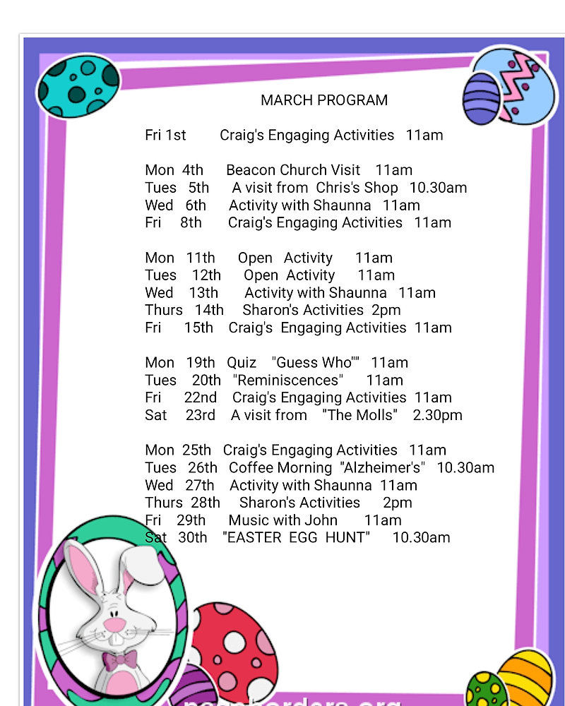 Activity Programme for March