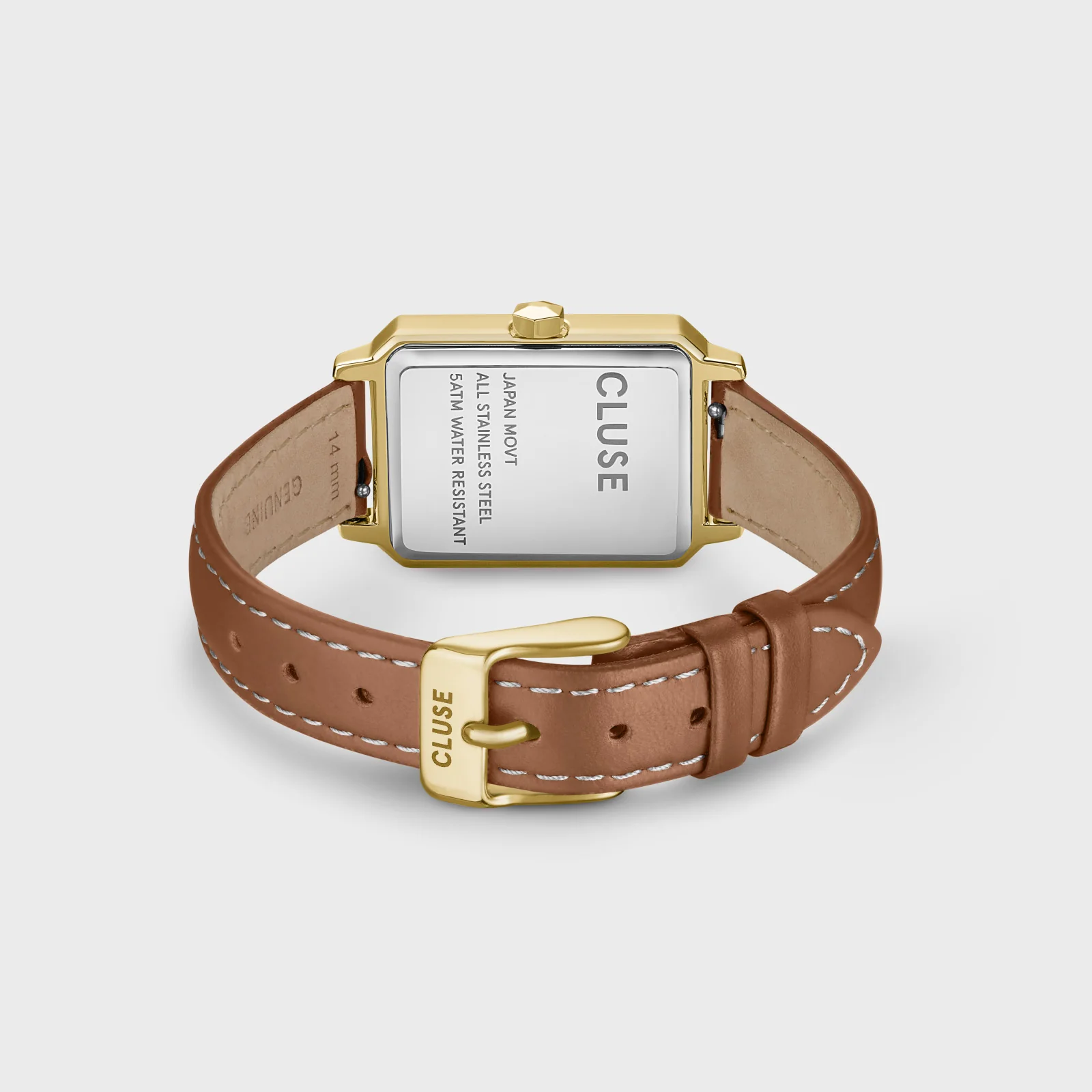 CLUSE Fluette Leather Nutshell, Sand Texture White, Gold Watch | Chilli ...