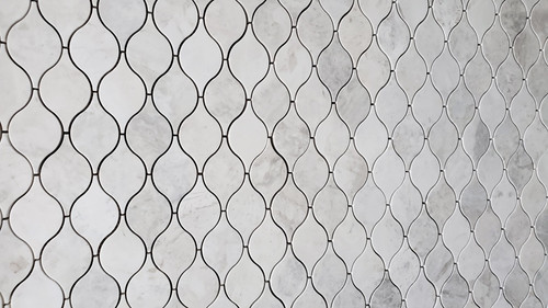 Lemon Carrara Honed Marble Waterjet Mosaic Tile | CVH STONE