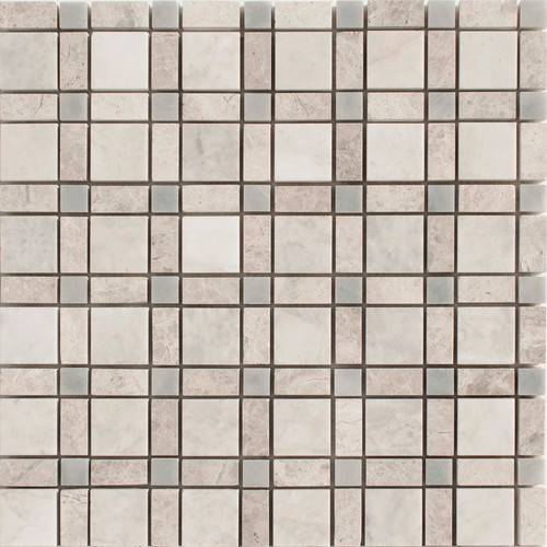 Plaid Carrara & Silver Shadow & Tahoe Honed Marble Mosaic Tile | UBAID ...