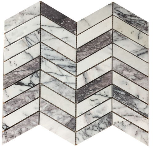 Chevron Violet Polished Marble Mosaic Tile | CVH STONE
