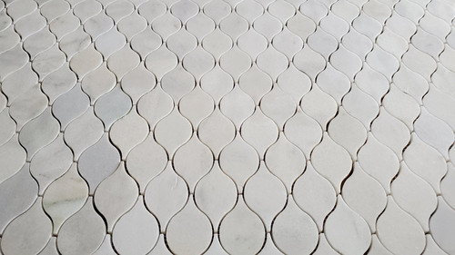 Lemon Crystal White Honed Marble Waterjet Mosaic Tile | CVH STONE