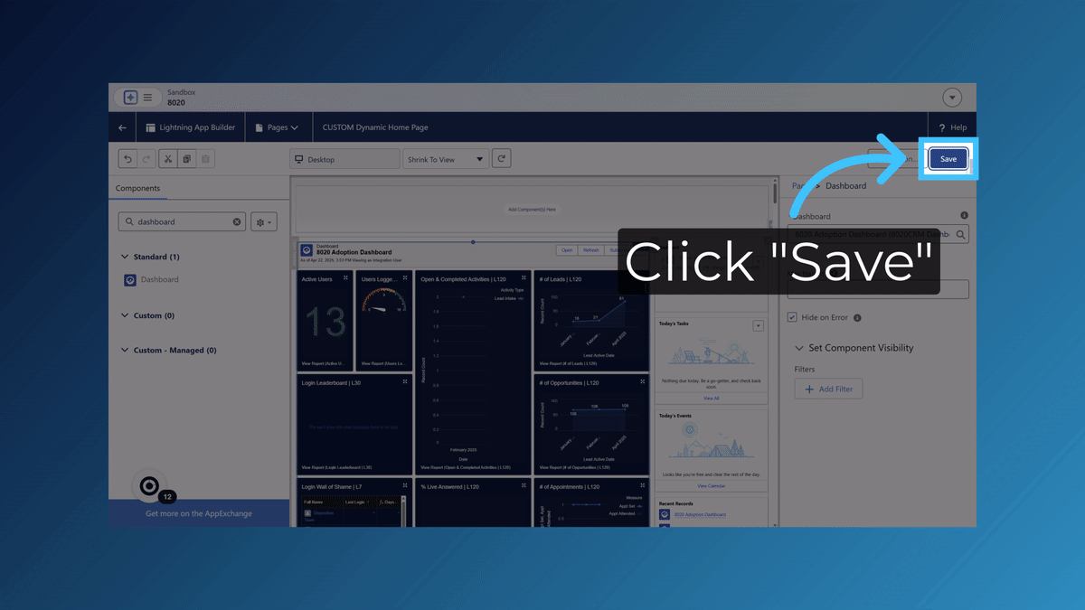 Editing Dashboards on the Salesforce Home Page