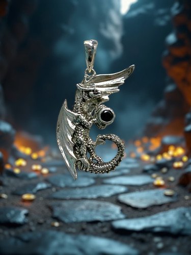 Dragon w/ Black Spinel Pendant | Somerset-Jewelers