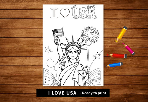 I love USA - Poster - coloring page | Mokile Art