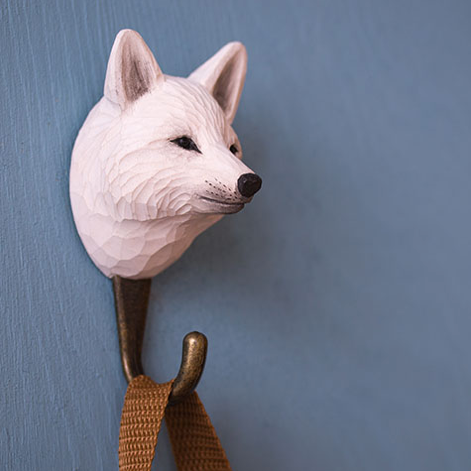 Wooden Arctic Fox Hook | Blackwood Design