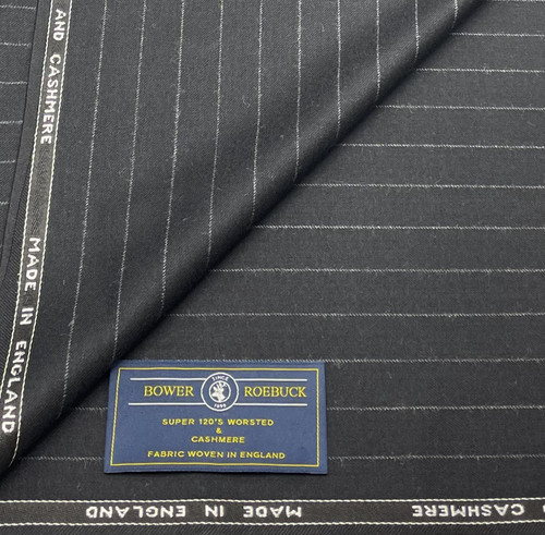Midnight Navy Striped Super 120s & Cashmere By Bower Roebuck | Kabbani ...