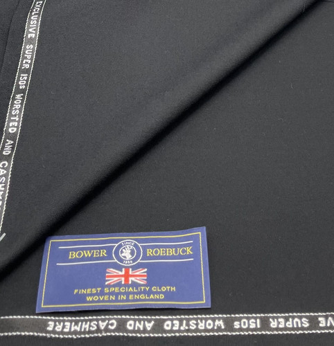 صوف وكشمير سوبر 150s أسود سادة من شركة Bower Roebuck | Kabbani Textiles