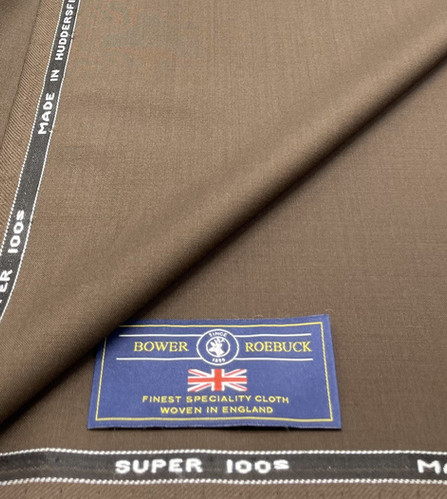 Plain Brown Super 100s Wool PANAMA By Bower Roebuck | Kabbani Textiles