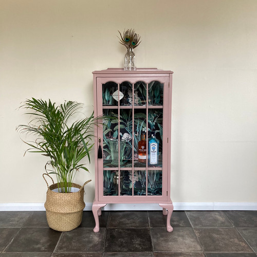 Hand Painted Antique Gin Display Cabinet in Farrow & Ball Sulking Room ...