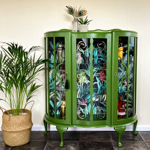 Art Deco Painted Gin Display Drinks Cabinet in Little Greene Jewel ...