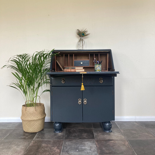 Mid Century Art Deco Painted Lebus Bureau Desk in Farrow and Ball Off ...