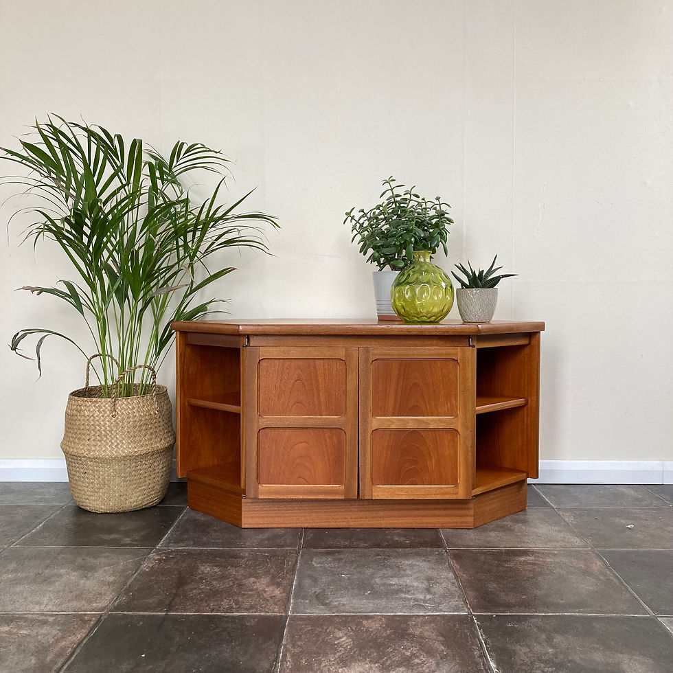 Retro Mid Century Modern Teak Nathan Corner TV Unit Media Cabinet 1970 ...