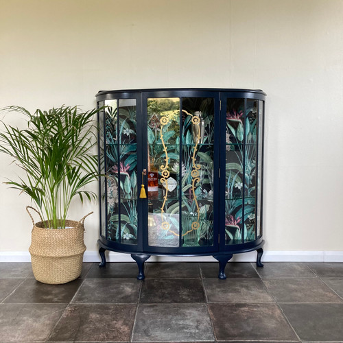 Art Deco Painted Gin Display Drinks Cabinet in Little Greene Basalt ...