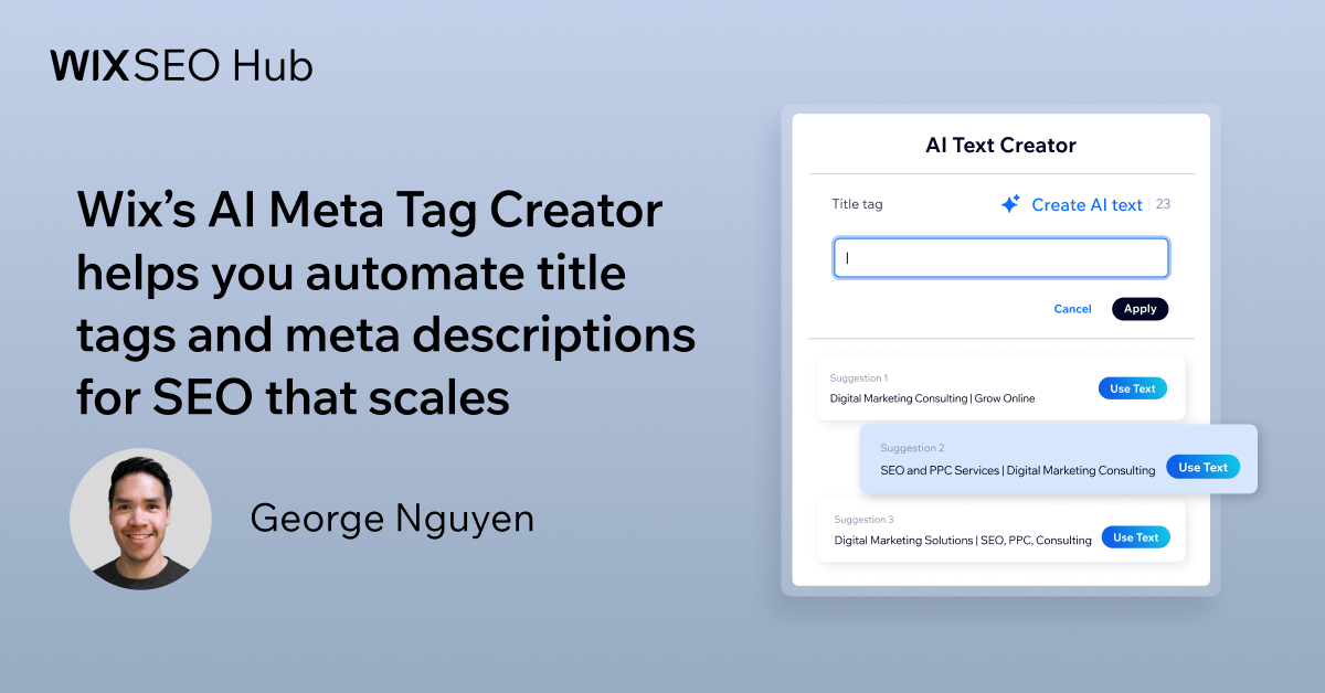 Wix’s AI meta tag creator: Automate title tags and meta descriptions ...
