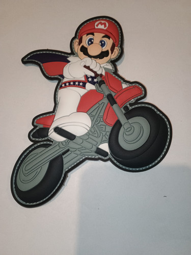 Super mario Motorbike Pvc Morale Patch Hook And Loop Backing ...