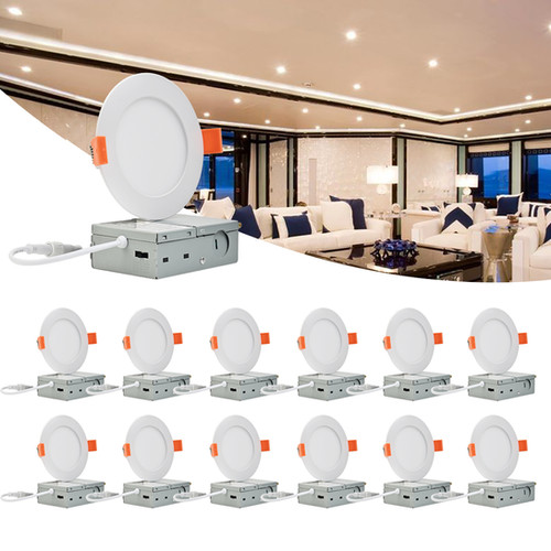 12 Pack Recessed Lighting, 5CCT LED Recessed Light with Junction Box ...