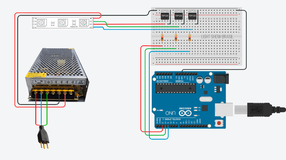 Ligação Fita de LED RGB 5050 com Arduino | Light Show Brasil