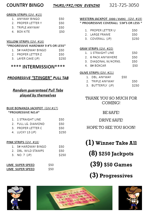 CALENDAR & PROGRAMS | Country Bingo