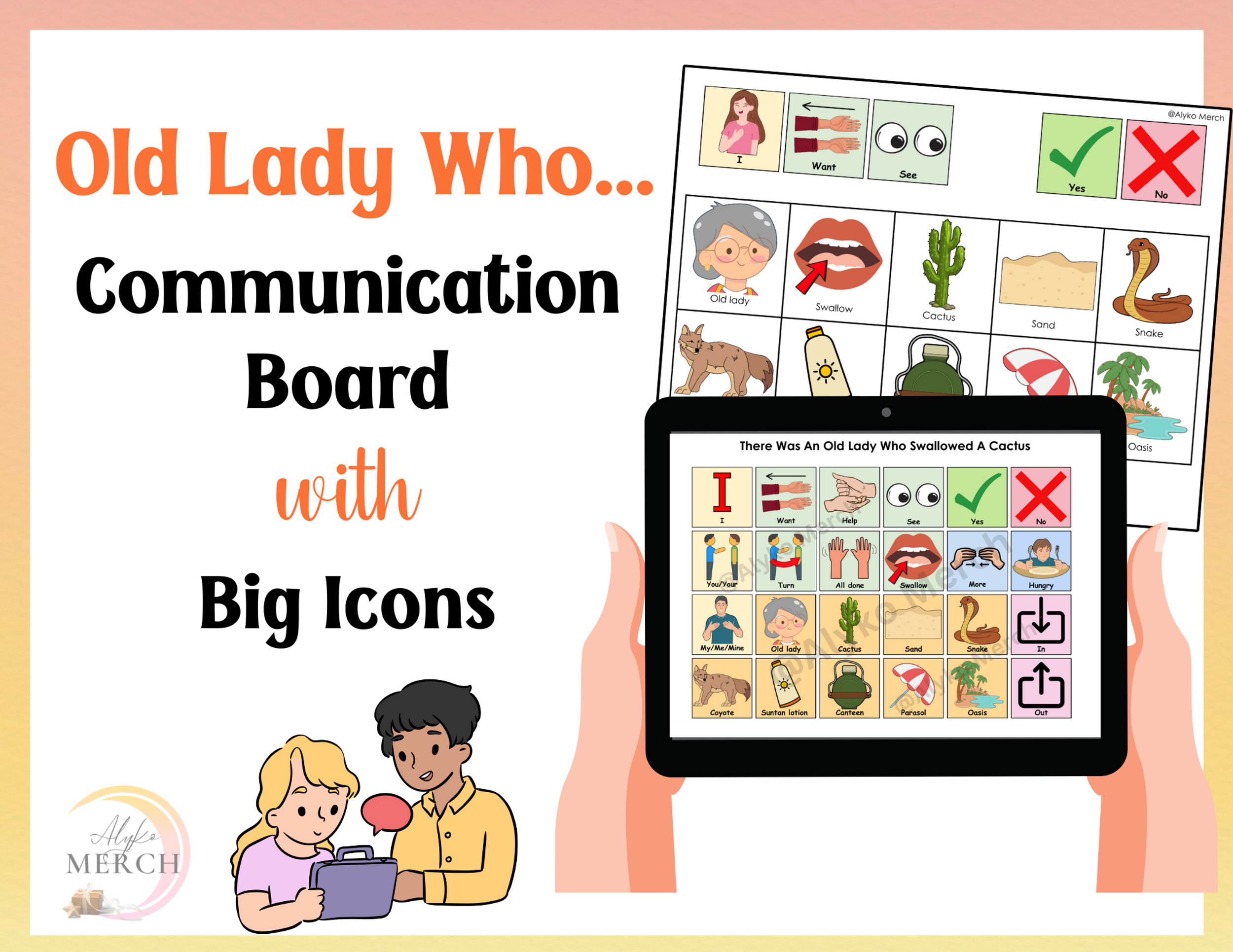 🌵 "There Was An Old Lady Who Swallowed A Cactus" Communication Board ...