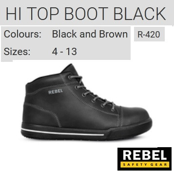 REBEL Hi Top Boot Black R-420 | Safety Corp