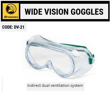 Dromex DV-21 Wide Vision Goggles CODE: DV-21 | Safety Corp