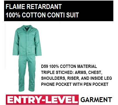 D59 Flame Retardant 100% Cotton Conti Worksuit | Safety Corp