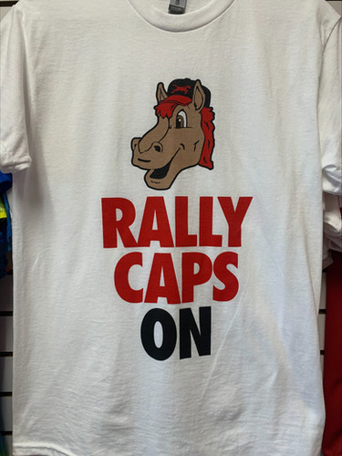 White Rally Cap On | St. Joseph Mustangs