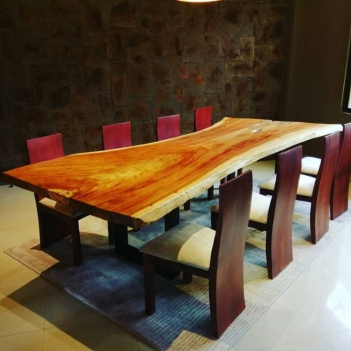 Mesa de saman para 8 o 10 puestos con sillas de roble | madera