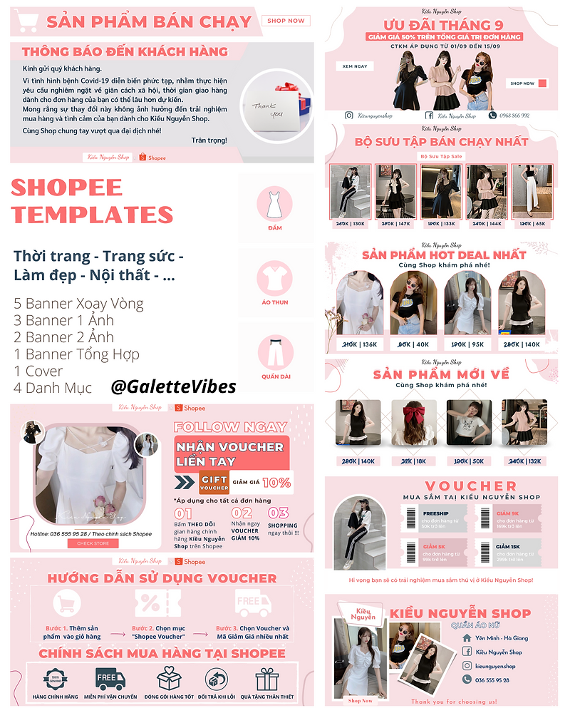 FASHION SHOPEE TEMPLATES - BANNERS - PINK PALETTE