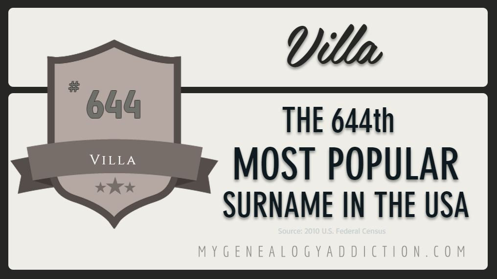 Villa family history, statistics, genealogy resources and more
