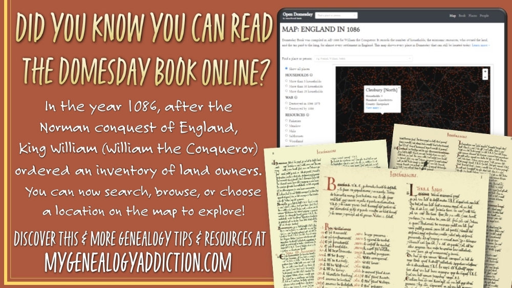 Domesday Book of 1086 | Genealogy Resources | MyGenealogyAddiction.com