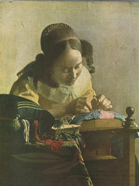 "THE LACEMAKER" Artwork by Jan Vermeer (1632-1675)