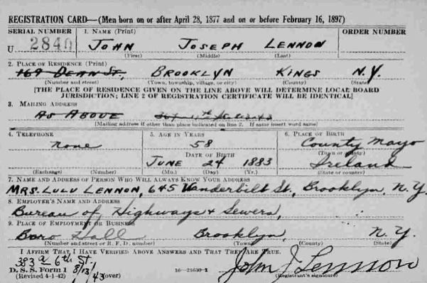 World War II Draft Registration