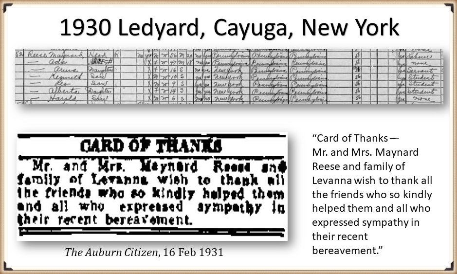 Maynard Reese in Ledyard, NY 1930-1940