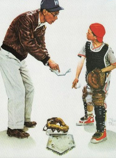 "BASEBALL DISCUSSION " Artwork by Norman Rockwell