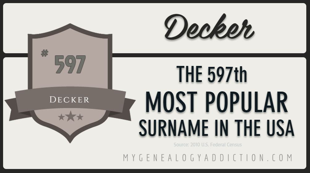 Decker family history, statistics, genealogy resources and more