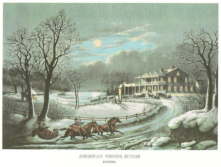 "AMERICAN WINTER SCENES - EVENING" Artwork by Currier & Ives, Samuel R ...