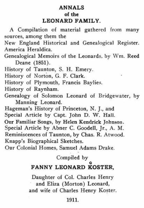 Annals of the Leonard Family