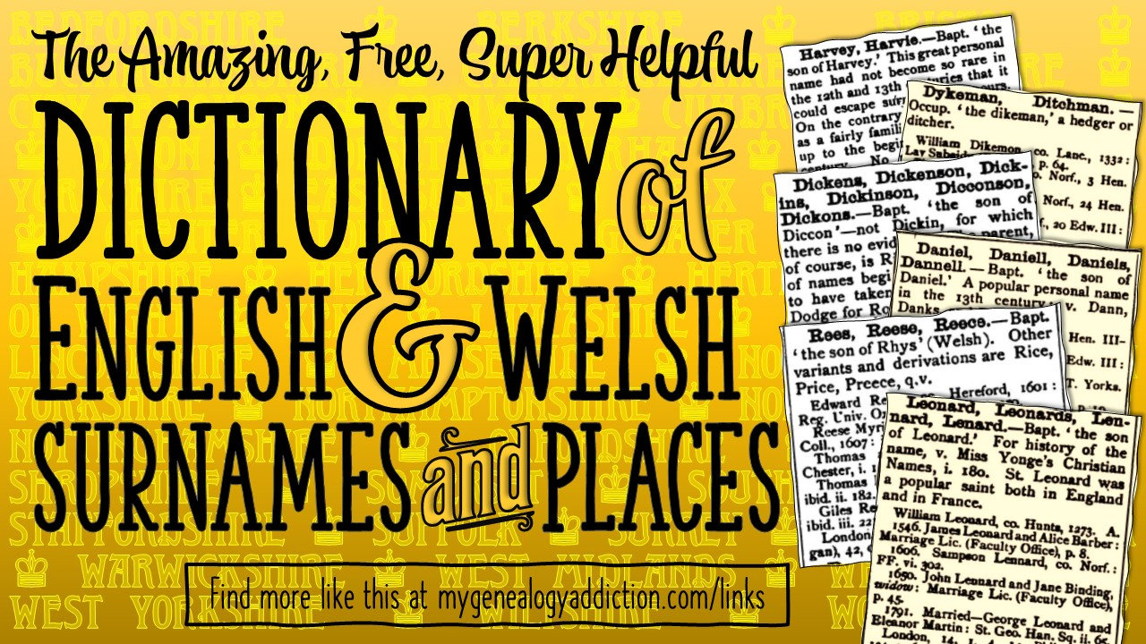 A Dictionary of English Surnames and Places | Genealogy Resources ...
