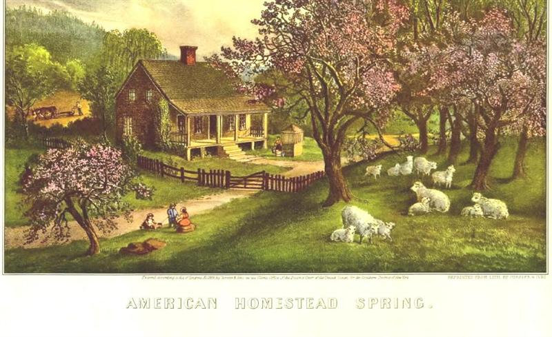 "AMERICAN HOMESTEAD SPRING" Artwork by Currier & Ives