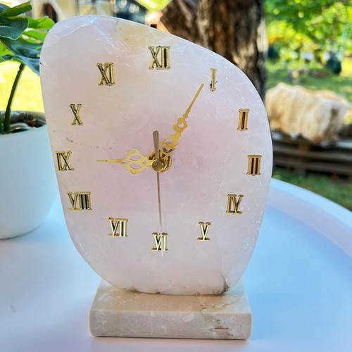 Ceas Cuart Roz cu suport de marmura, unicat | Unicatshop