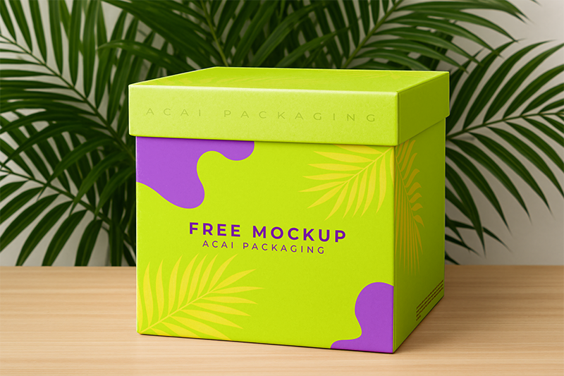 Free mockup of an acai or ice cream box