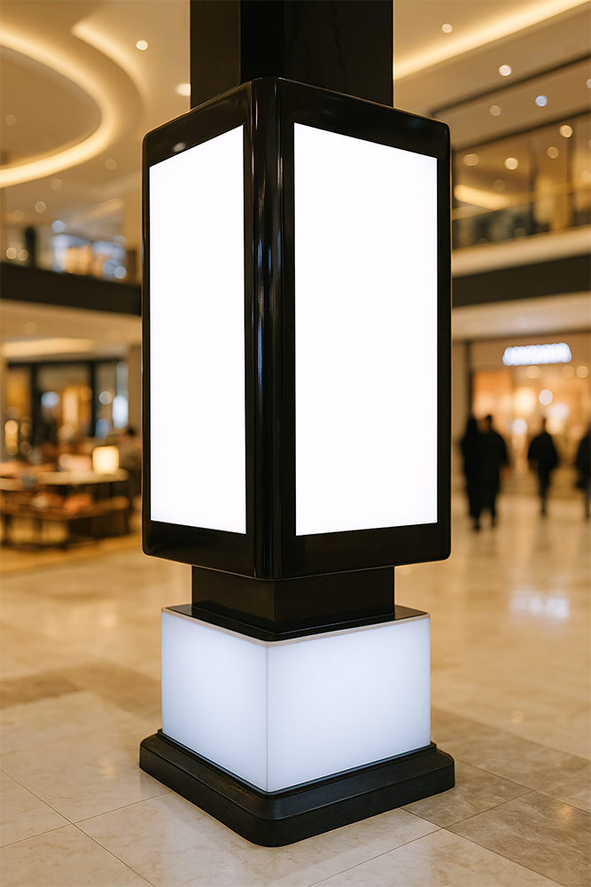 Free Column Display Mockup for Shopping Malls