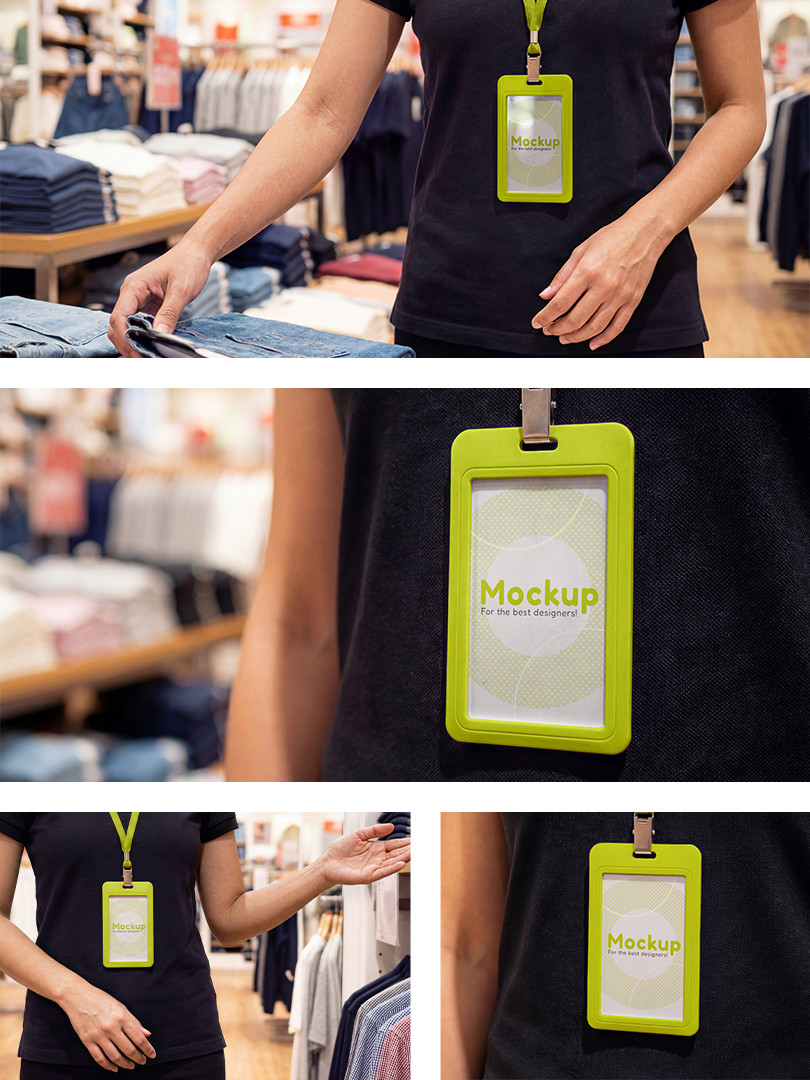 Store ID Card Badge PSD Mockup Pack