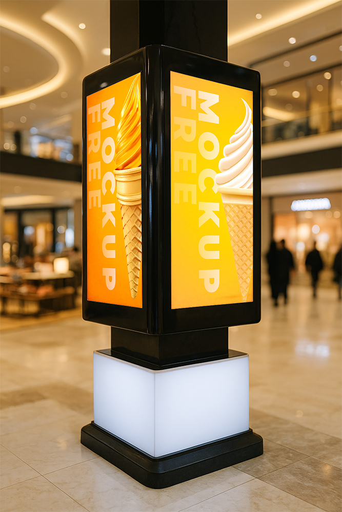 Free Column Display Mockup for Shopping Malls