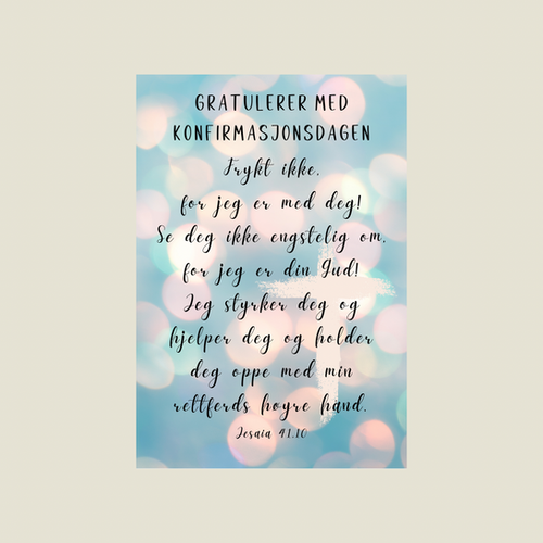 Jeg er med deg. Jes 41, 10. Konfirmasjon | Bibelkunst ved Marit